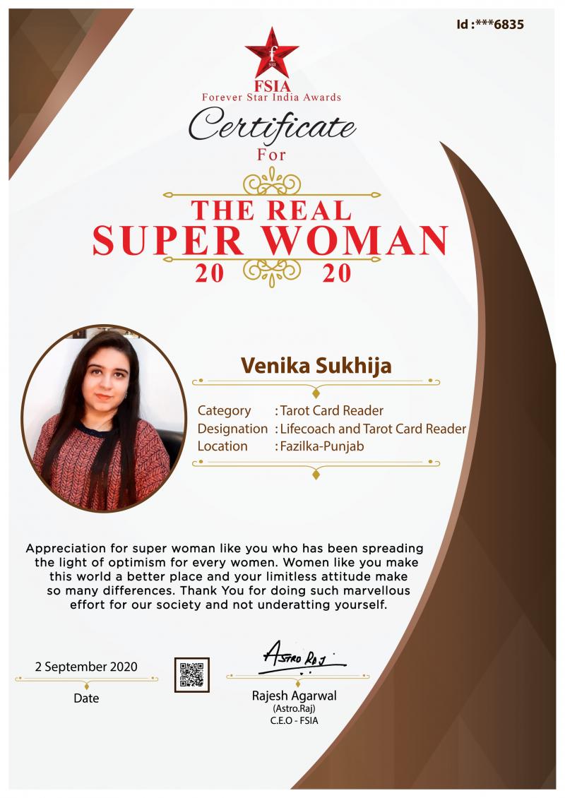 Venika Awardee The Real Super Women Awards 2020 by FSIA