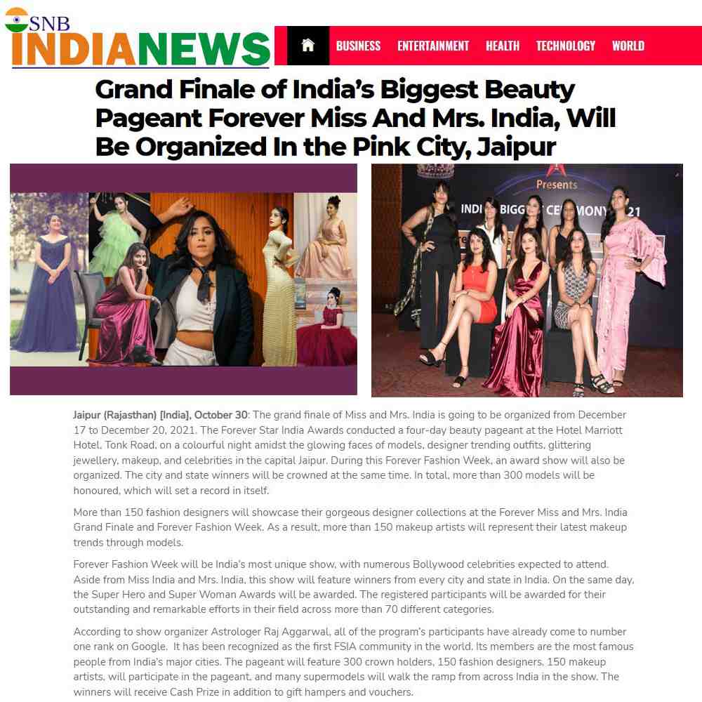 Nandini Bhavsar FSIA - Forever Miss India 2021