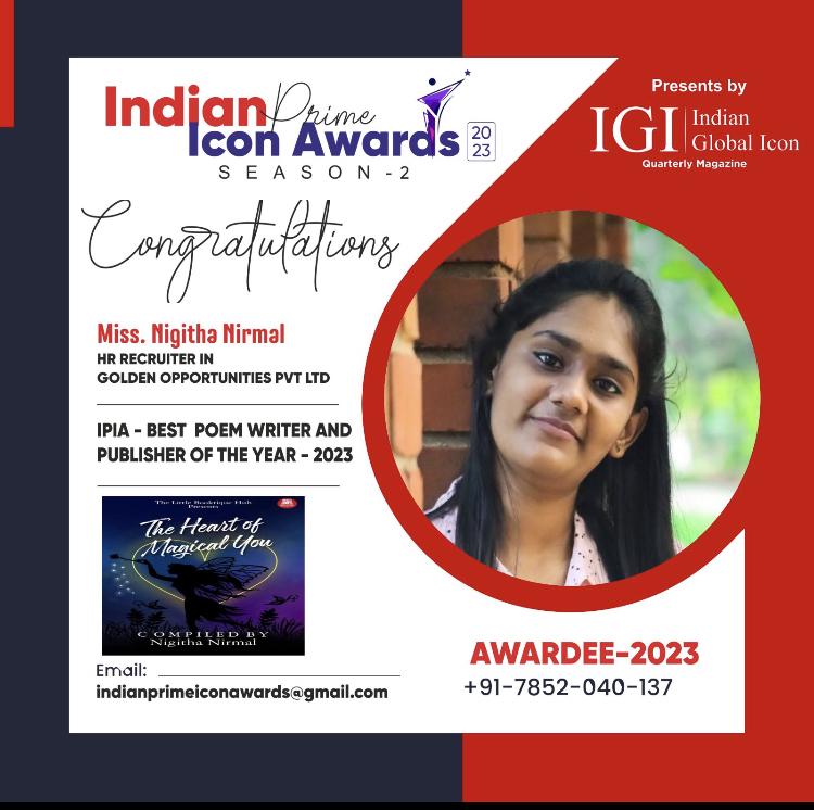 Nigitha Author & Writer in Cuddalore, Tamil Nadu: Super Woman Awards 2023 Nigitha Author & Writer in Cuddalore, Tamil Nadu: Super Woman Awards 2023